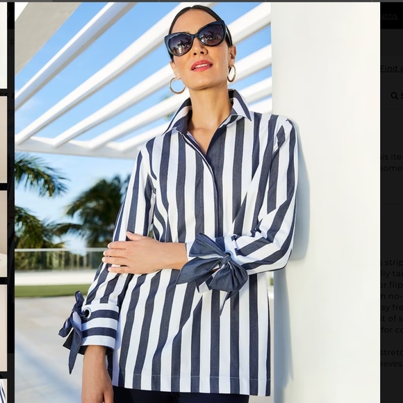 Chico's | Tops | Chicos Striped Noiron Bowcuff Tunic | Poshmark